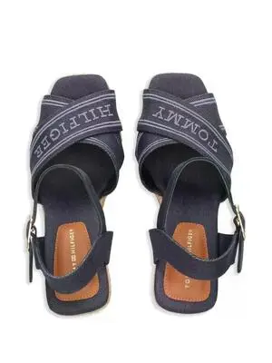 Tommy Hilfiger Navy Wedge Espadrilles With Buckle Fastening