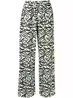 BAMBAH Geometric Print Wide-leg Trousers - Black