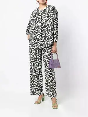 BAMBAH Geometric Print Wide-leg Trousers - Black