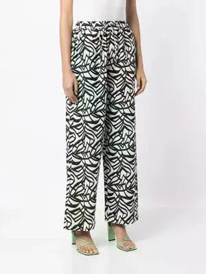 BAMBAH Geometric Print Wide-leg Trousers - Black