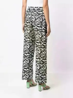 BAMBAH Geometric Print Wide-leg Trousers - Black