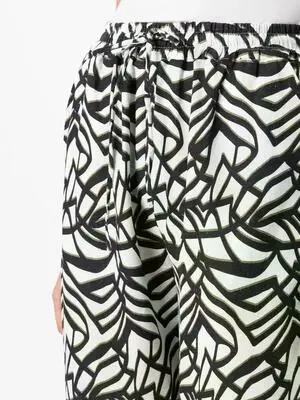 BAMBAH Geometric Print Wide-leg Trousers - Black