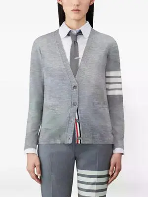 Thom Browne Four-bar Wool Cardigan - Grey