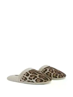 Dolce & Gabbana Cotton Terry Slippers With Leopard Print - Neutrals