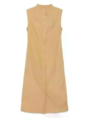 Loulou De Saison Sleeveless Midi Dress With Button Placket - Neutrals