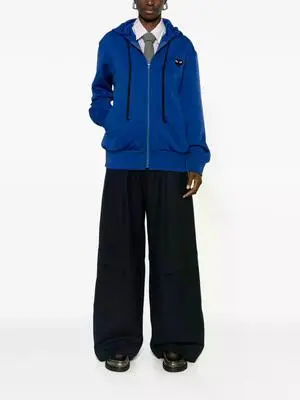 Play Comme Des Garcon Heart Emblem Full Zip Hoodie - Blue