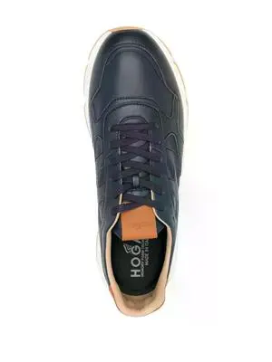 Hogan Embossed Logo Leather Sneakers - Blue