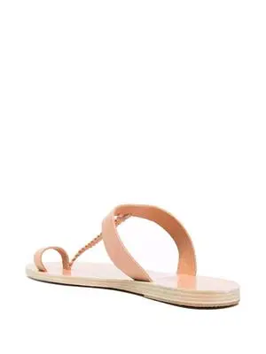 ANCIENT GREEK SANDALS Leather Toe-strap Flat Sandals - Neutrals