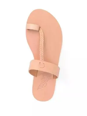 ANCIENT GREEK SANDALS Leather Toe-strap Flat Sandals - Neutrals