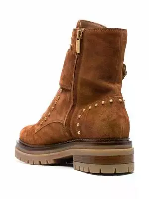 SERGIO ROSSI Lace-up Suede Boots With Stud Detail
