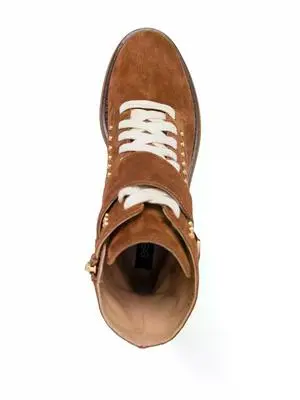 SERGIO ROSSI Lace-up Suede Boots With Stud Detail