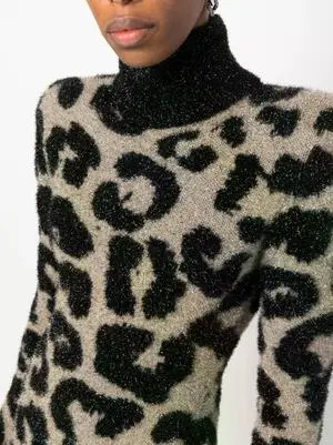 Philipp Plein Leopard Print Long Sleeve Dress