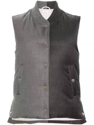 Thom Browne Baseball-collar Wool Gilet - Grey