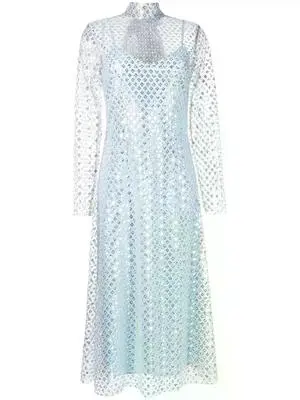 MACGRAW Embellished Sequined Midi Dress - Silver