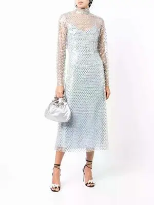MACGRAW Embellished Sequined Midi Dress