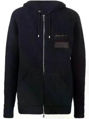 Balmain Logo-patches Zipped Hoodie - Blue