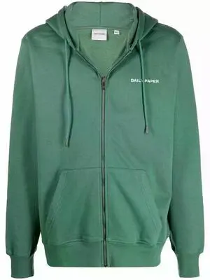 DAILY PAPER Logo Zipped Drawstring Hoodie - Green