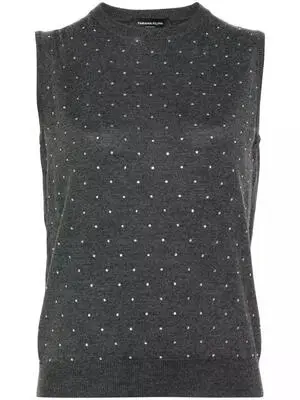 Fabiana Filippi Embellished Merino Wool Vest - Grey