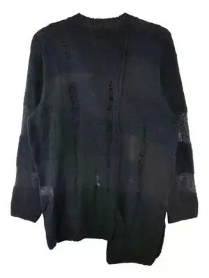 Yohji Yamamoto Distressed Crew Neck Long Sleeve Sweater