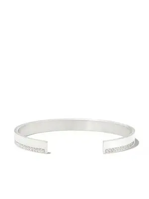 Le Gramme Ribbon Open Bangle With Diamonds - Silver