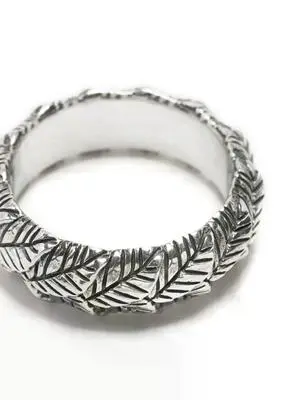 Emanuele Bicocchi Engraved Leaves Embellished Sterling Ring