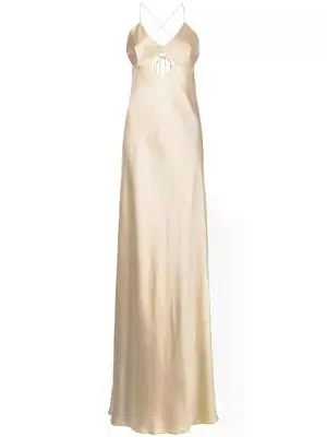 Michelle Mason Michelle Mason Silk Cut-Out Detail Gown Gold