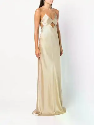 Michelle Mason Silk Cut-out Detail Gown - Gold