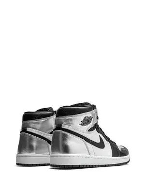 JORDAN Air 1 Retro High Og Silver Toe Sneakers - Black