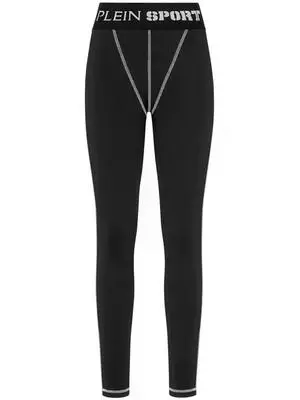 PLEIN SPORT Logo-waistband Performance Leggings - Black
