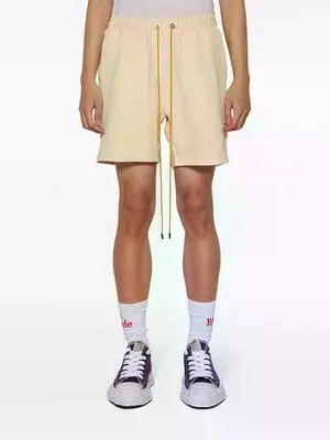 Rhude Logo Embroidered Cotton Track Shorts - Neutrals