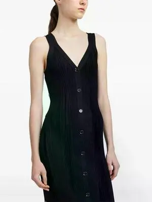 Proenza Schouler Ellis Ribbed Maxi Dress With V-neck - Black