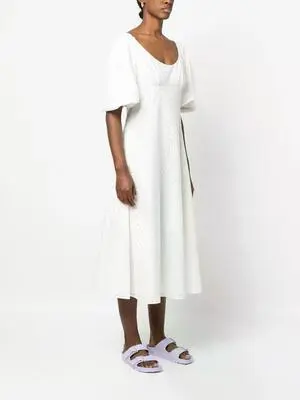 Kenzo Puff-sleeve Embroidered Midi Dress