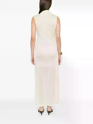 TOTEME Ecru V-neck Sleeveless Scarf Detailing Dress