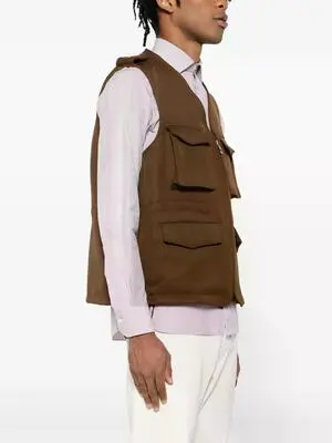 Caruso Chocolate Padded Gilet - Brown