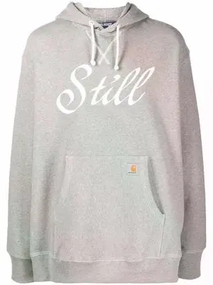 Junya Watanabe Slogan-print Cotton Hoodie - Grey