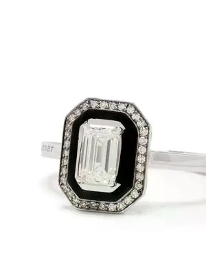 SELIM MOUZANNAR 18kt White Gold Mina Diamond And Enamel Ring