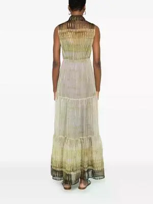 Liu Jo Sleeveless Tiered Maxi Dress With Classic Collar