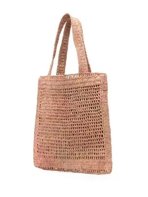 Chloé Raffia Tote Bag With Logo Charm - Neutrals