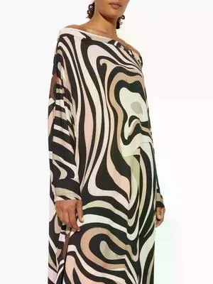 Emilio Pucci Marmo-print Boat Neck Dress