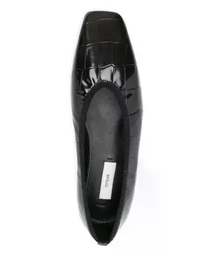 TOTEME Croc-embossed Ballerina Flats