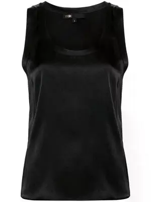 Maje Silk Sleeveless Round Neck Vest Top - Black