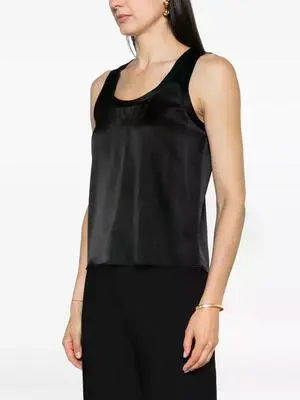 Maje Silk Sleeveless Round Neck Vest Top - Black