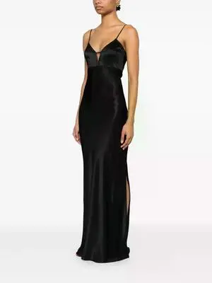 TWINSET Satin Maxi Dress With V-neck And Spaghetti Straps