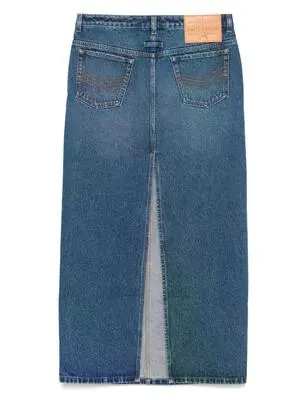 JEAN PAUL GAULTIER Asymmetric Button-front Denim Midi Skirt