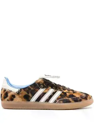 Adidas X Wales Bonner Samba Leopard Print Calf Leather Sneakers - Brown