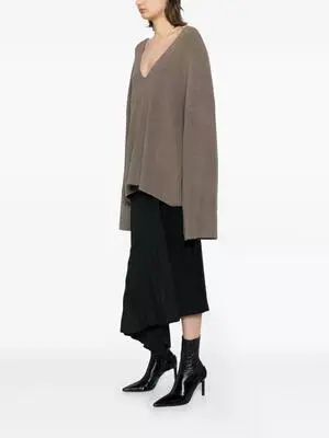 ENTIRE STUDIOS Dark Taupe Fine Knit V-neck Raglan Sleeve Top