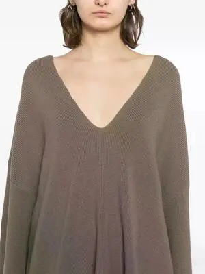ENTIRE STUDIOS Dark Taupe Fine Knit V-neck Raglan Sleeve Top