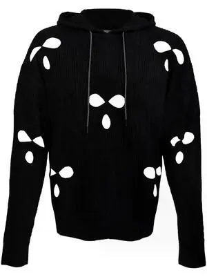 MOSTLY HEARD RARELY SEEN Wool Knitted Cut-out Hoodie - Black