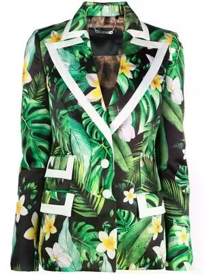 Philipp Plein Floral Print Single-breasted Blazer - Black