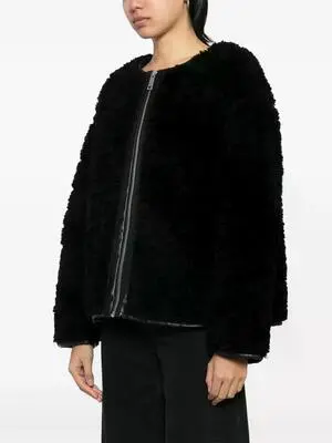 B+AB Faux Fur Zip-up Jacket - Black
